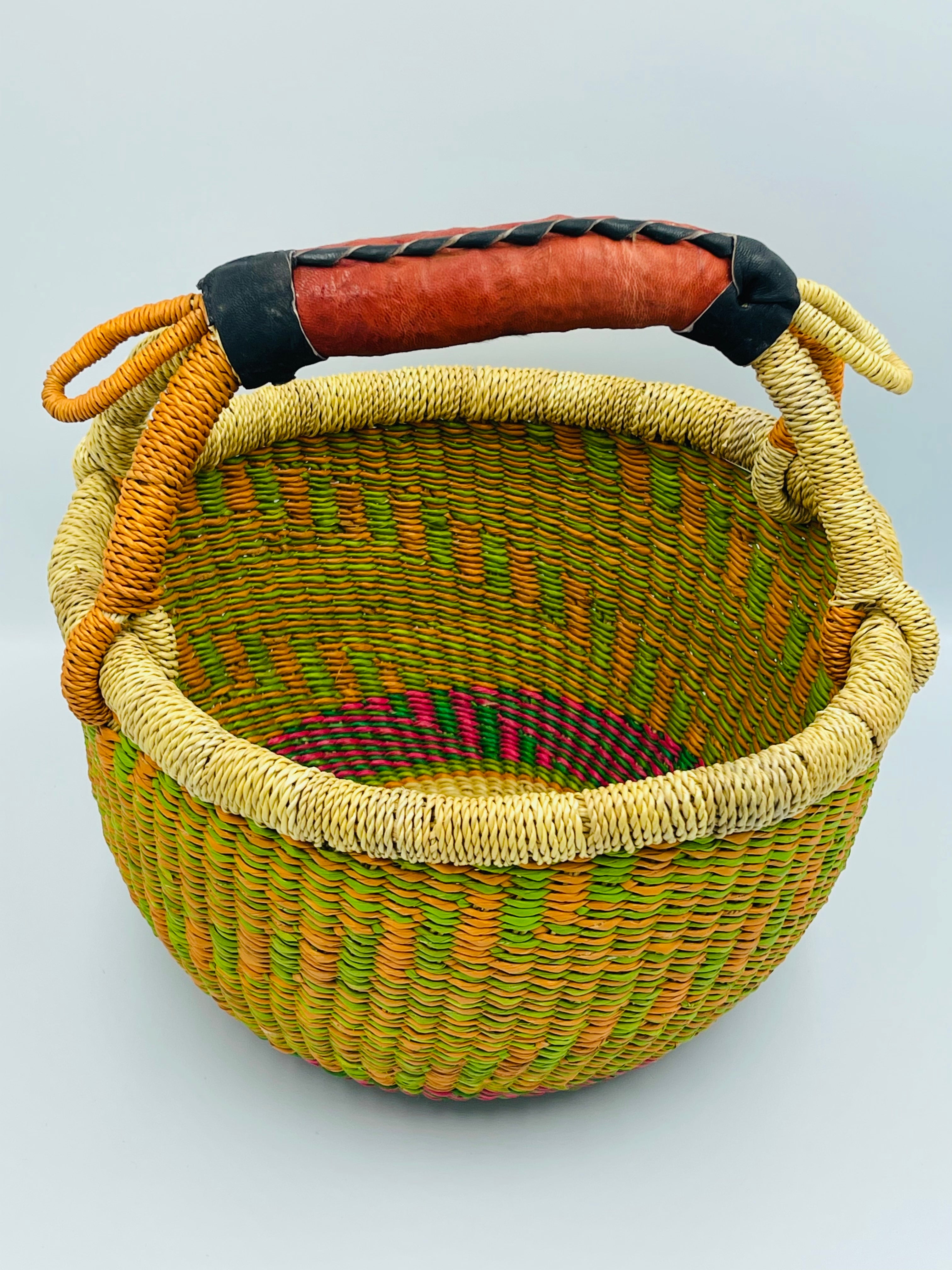Small Round African Basket/Bolga Bastet/Ghana Basket/Yellow,Orange – J ...